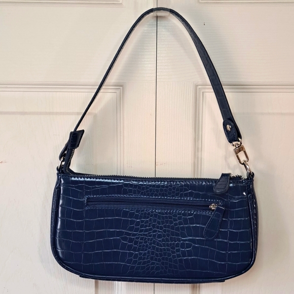 Bags | Blue Faux Alligator Purse Small Shoulder Bag | Poshmark